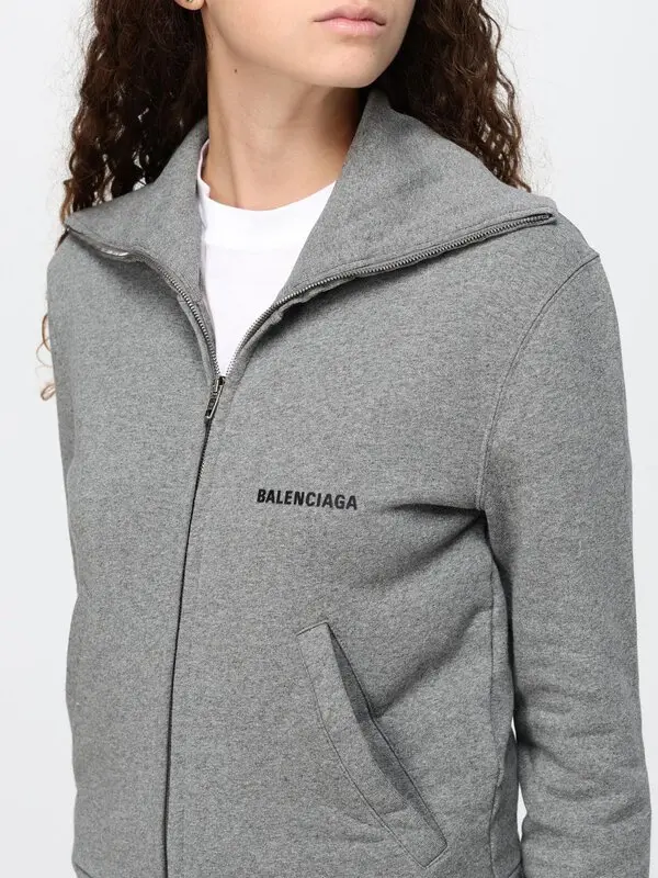 Balenciaga Slim-fit Zipped Cotton Jumper With Sailor Collar And Logo