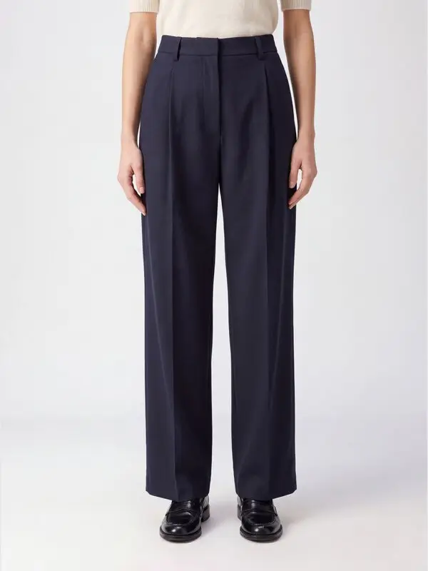 THELATEST Pleated Tailored Wide-leg Trousers In Virgin Wool Blend - Black