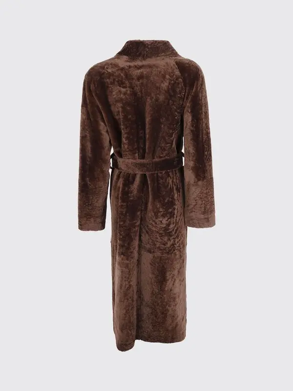 ARMA Long Shawl-collar Shearling Wrap Coat With A Tie-waist Belt