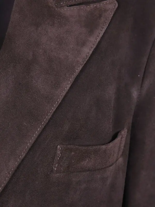 ARMA Single-breasted Long Coat In Faux Suede With Peak Lapels