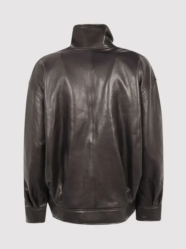 ARMA Relaxed-fit Bomber Jacket In Lambskin Leather With A High Neck