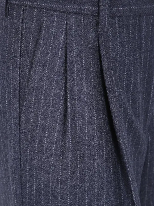 Filippa K Pinstripe Wide Leg Trousers With High Waist And Pleats In Wool Blend