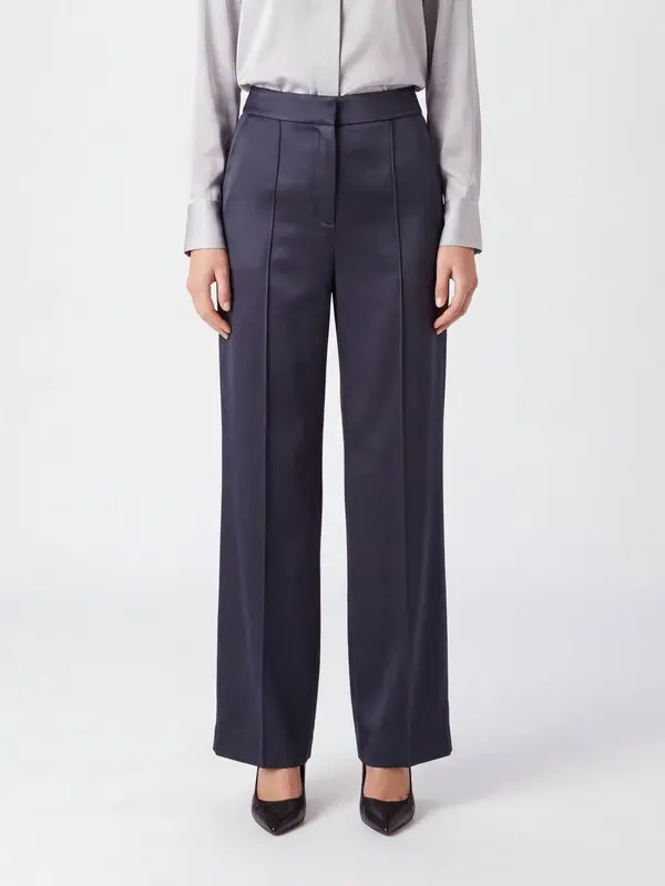 Simkhai Satin Wide-leg Tailored Trousers With High Waist