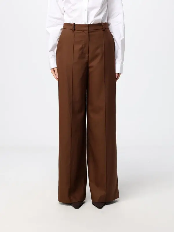 CRIDA MILANO High-waisted Wide-leg Wool Tailored Trousers With Pleats - Brown