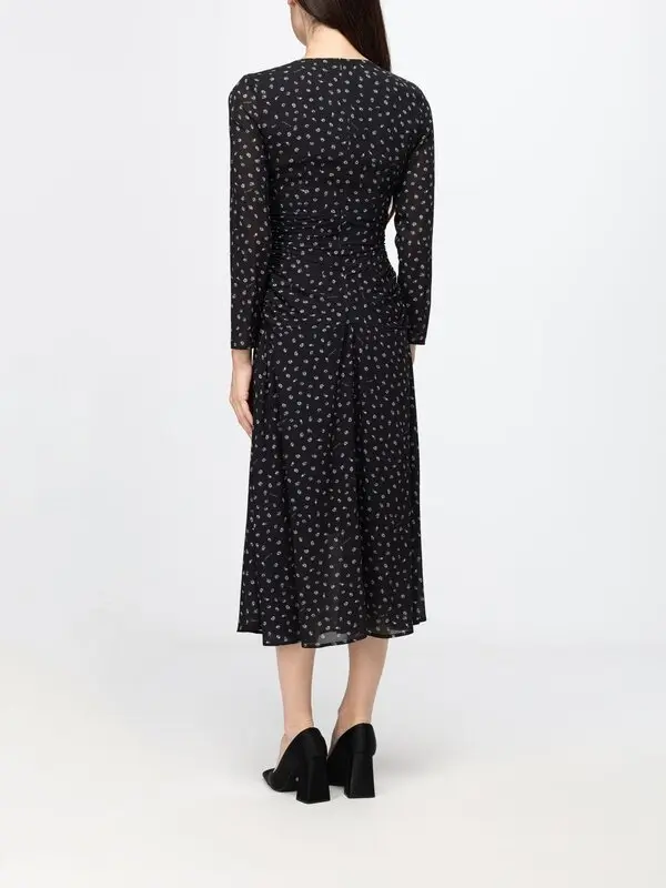 MAR DE MARGARITAS Floral Viscose Midi Dress With Long Sleeves And Ruched Waist
