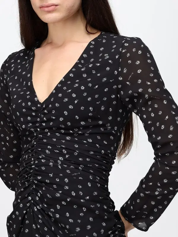 MAR DE MARGARITAS Floral Viscose Midi Dress With Long Sleeves And Ruched Waist