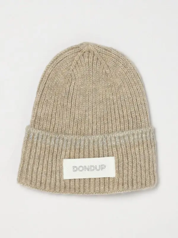 DONDUP Ribbed Wool-blend Beanie With Cuffed Hem And Embroidered Logo - Beige