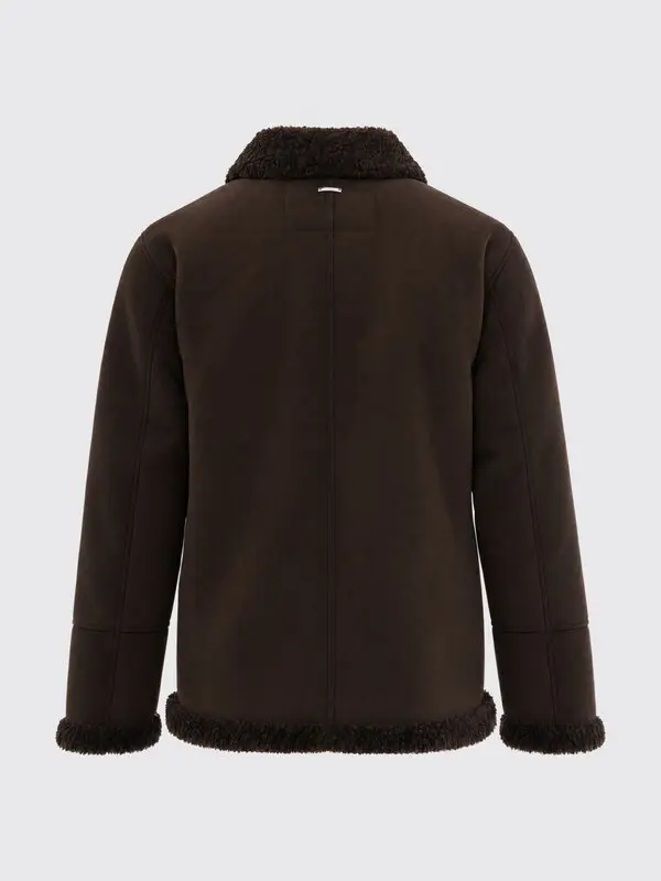 Herno Single-breasted Short Coat In Suede Leather With Classic Collar
