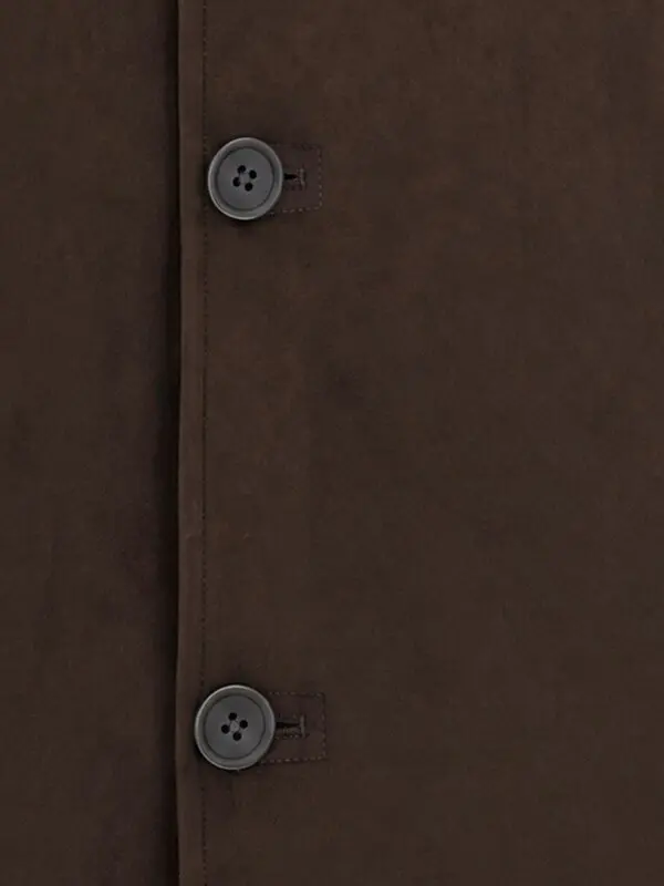 Herno Single-breasted Short Coat In Suede Leather With Classic Collar
