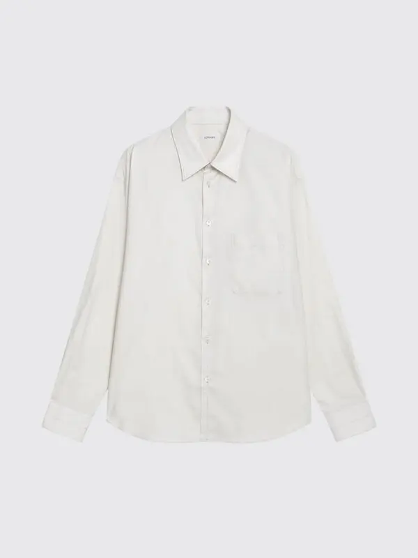 LEMAIRE Relaxed Fit Cotton And Silk Shirt With French Collar - Yellow Cream