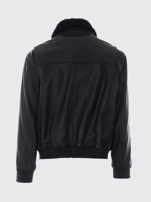 ARMA Leather Jacket With Fur Collar And Elasticated Cuffs