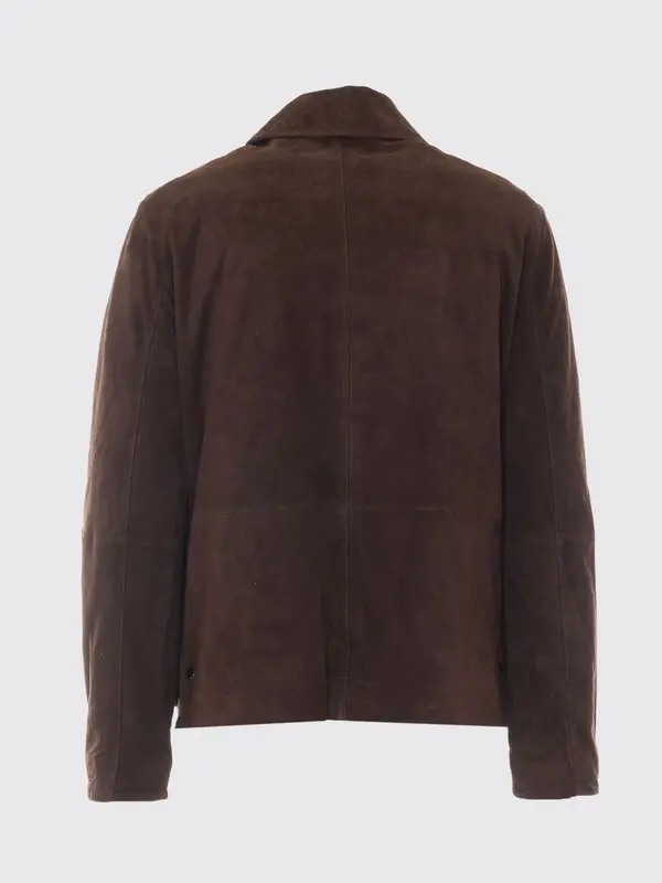 SWORD 6644 Suede Leather Shirt Jacket With Classic Collar
