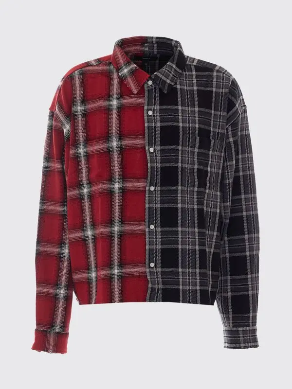 PURPLE BRAND Long-sleeved Patchwork Print Cotton Shirt With French Collar