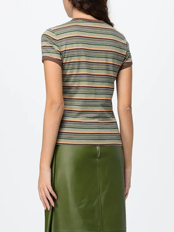 Marni Striped Slim Fit Cotton Knit T-shirt With Contrast Logo