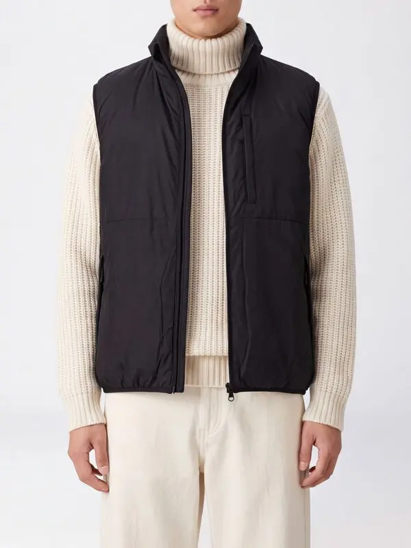 Aspesi Water-repellent Padded Nylon Gilet With High Neck And Zip - Grey