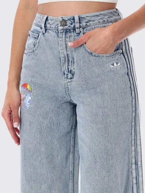 ADIDAS ORIGINALS High-waisted Wide-leg Jeans In Cotton With Embroidery