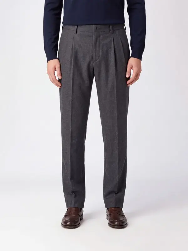 SLOWEAR Pleated Straight-fit Wool-blend Chino Trousers