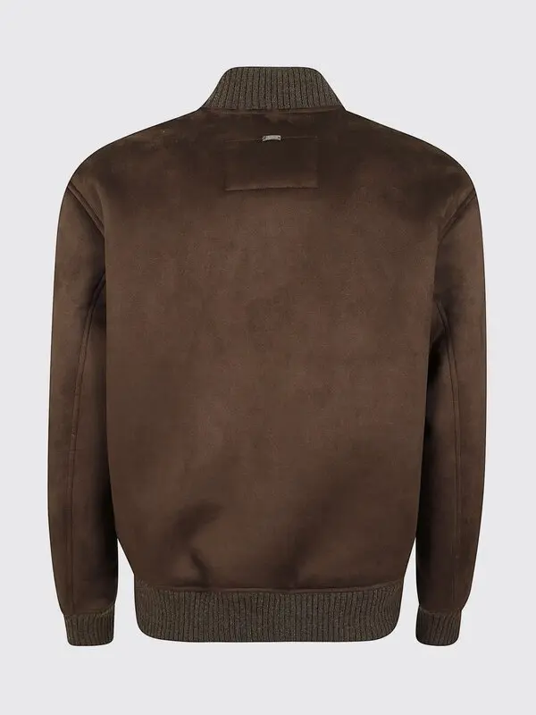 Herno Suede-effect Synthetic Leather Bomber Jacket With Ribbed Collar