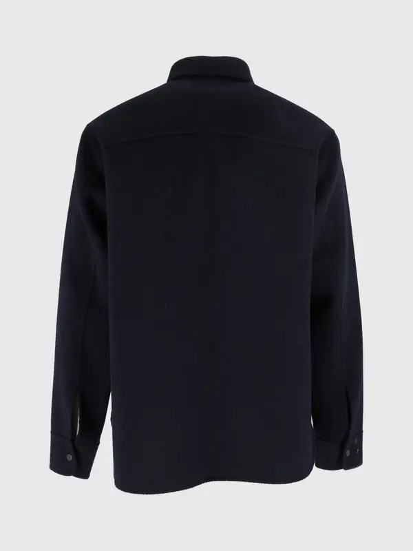 Aspesi Pure Wool Overshirt With Classic Collar And Patch Pockets - Blue
