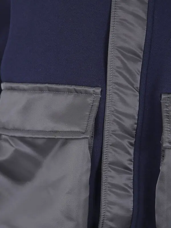 Sacai Nylon And Cotton Bomber Jacket With Sailor Collar And Elasticated Hem