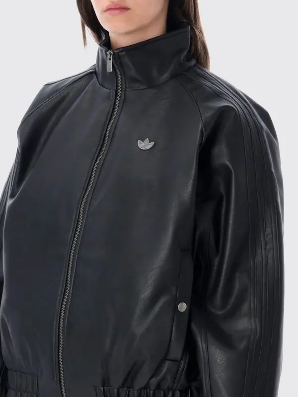 ADIDAS ORIGINALS Relaxed Fit Faux Leather Bomber Jacket With Studs And High Neck