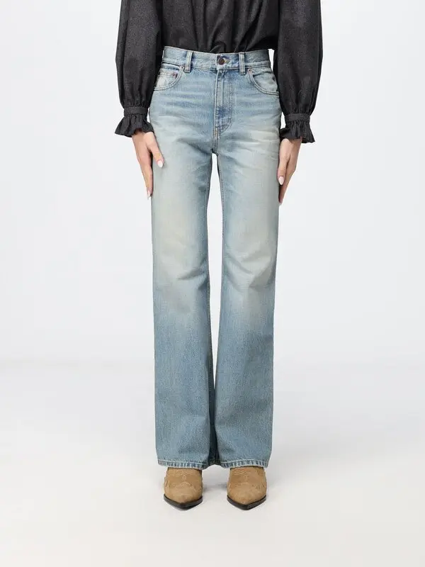 Chloé Mid-rise Straight Fit Cotton Denim Jeans With Embroidered Logo - Blue