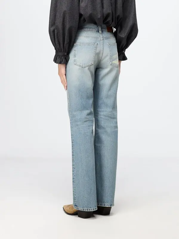 Chloé Mid-rise Straight Fit Cotton Denim Jeans With Embroidered Logo - Blue