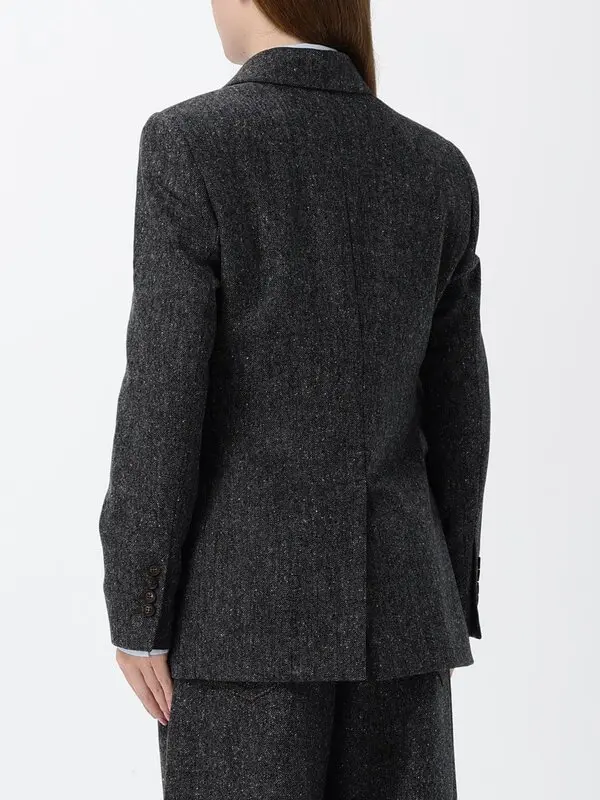 Brunello Cucinelli Double-breasted Virgin Wool Blazer With Peak Lapels And Padded Shoulders