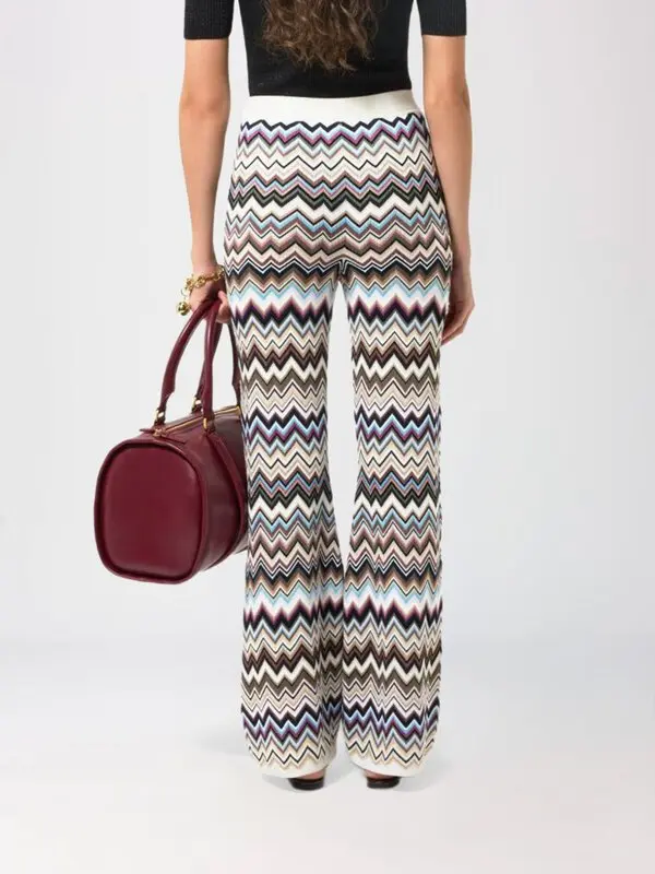 Missoni High-waisted Slim Fit Knit Trousers With Multicolour Zig-zag Pattern