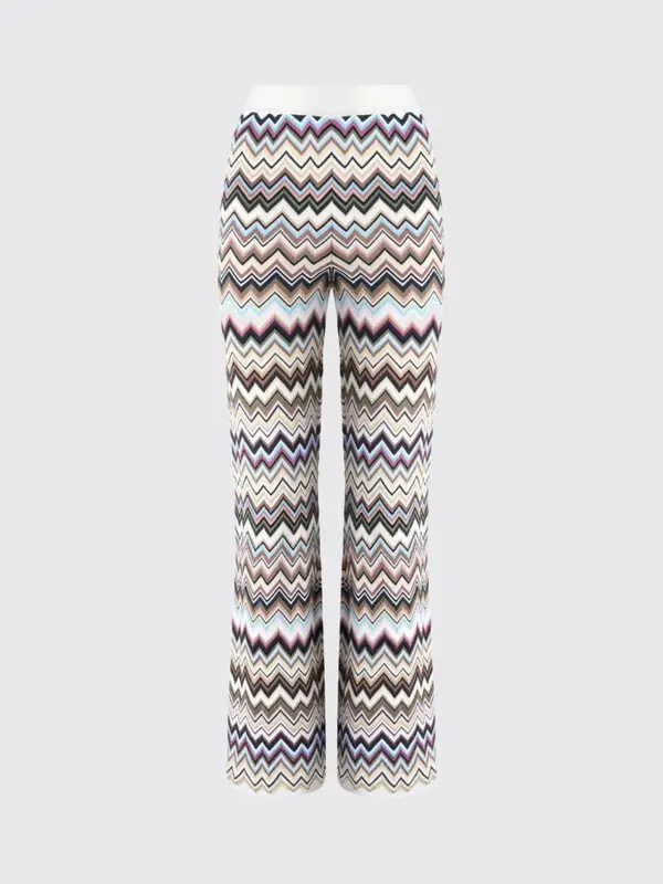 Missoni High-waisted Slim Fit Knit Trousers With Multicolour Zig-zag Pattern