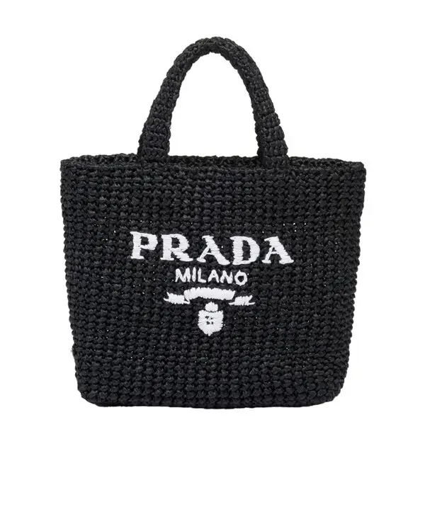 Prada Small Crochet Tote Bag - Black