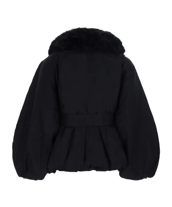 ROTATE BY BIRGER CHRISTENSEN Belted Faux Fur Collar Coat
