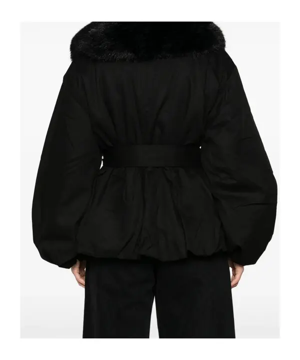 ROTATE BY BIRGER CHRISTENSEN Belted Faux Fur Collar Coat
