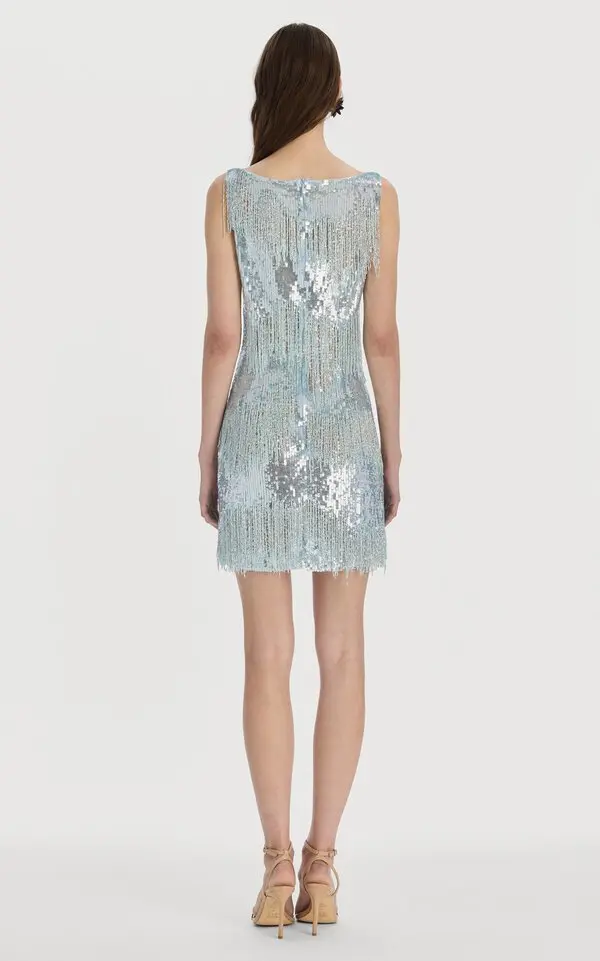 Oscar De La Renta Sequined Fringe Mini Dress