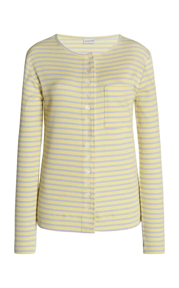 Dries Van Noten Hegondy Striped Cotton-blend Cardigan - Yellow