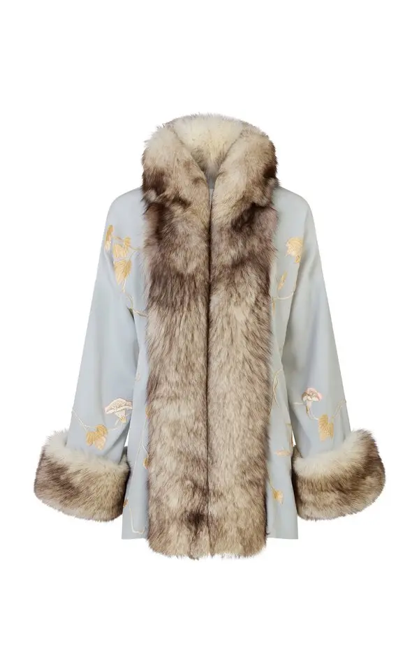 CONNER IVES Demi Couture Fur-trimmed Coat - Blue