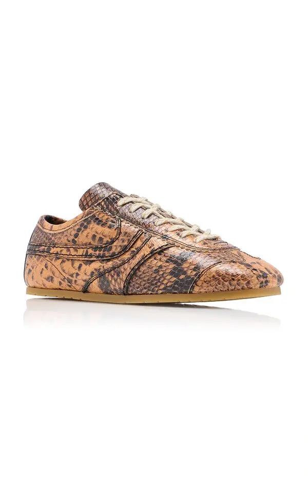 Dries Van Noten Snake-effect Leather Sneakers