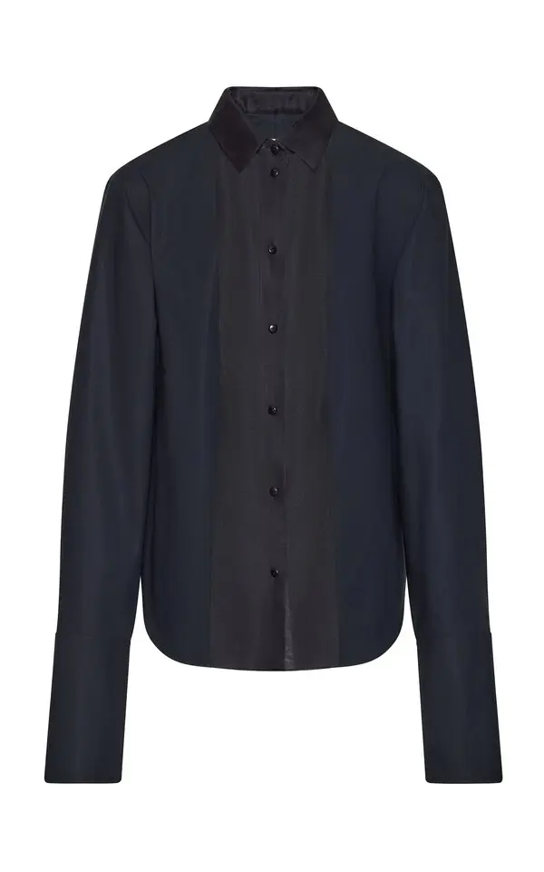 Ossou Brun Sheer-panel Cotton Shirt - Black