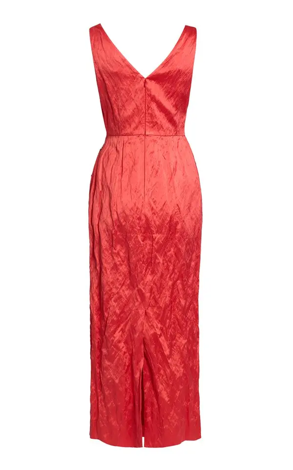 Erdem Embellished Textured Satin Maxi Dress
