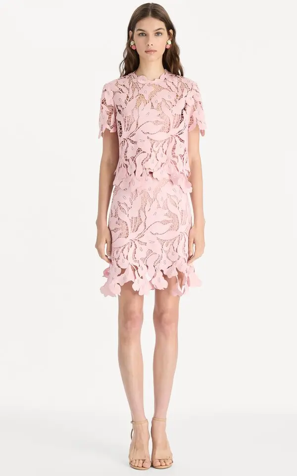 Oscar De La Renta Calla Lily Guipure Lace Top