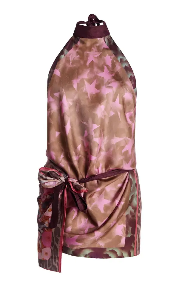 Dries Van Noten Carfy Printed Silk Top - Fuchsia