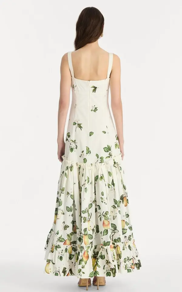 Oscar De La Renta Pear Floral Degradé Poplin Maxi Dress
