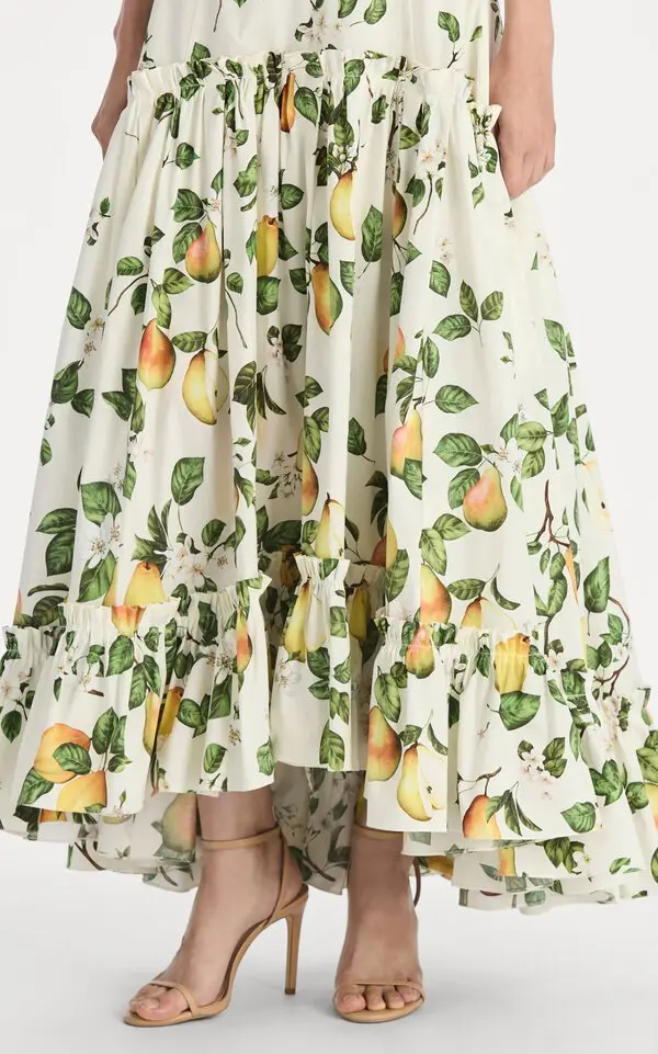Oscar De La Renta Pear Floral Degradé Poplin Maxi Dress