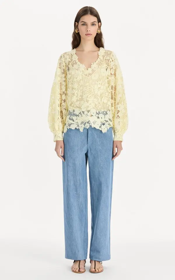 Oscar De La Renta Meadow Guipure Lace Blouse