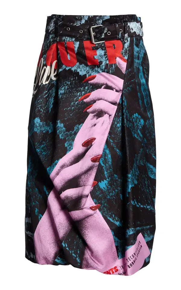 Dries Van Noten Slash Printed Cotton-blend Midi Skirt - Blue