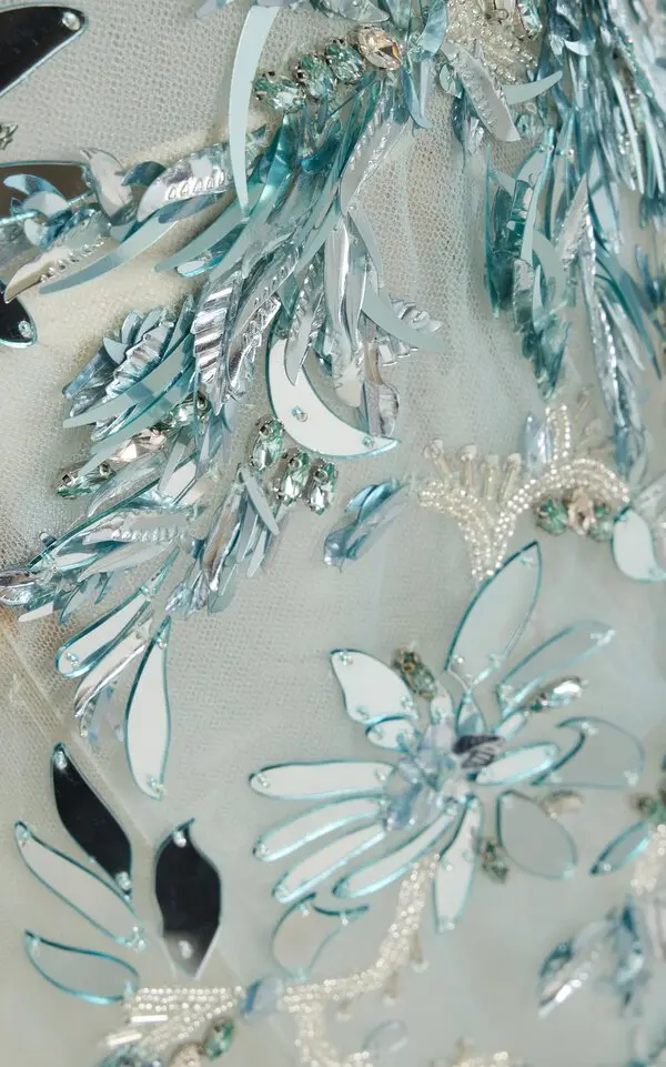 Oscar De La Renta Floral Sequined Maxi Dress