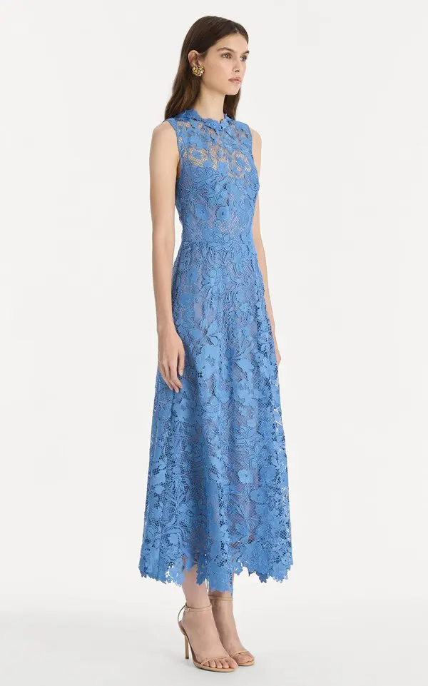 Oscar De La Renta Meadow Guipure Lace Midi Dress