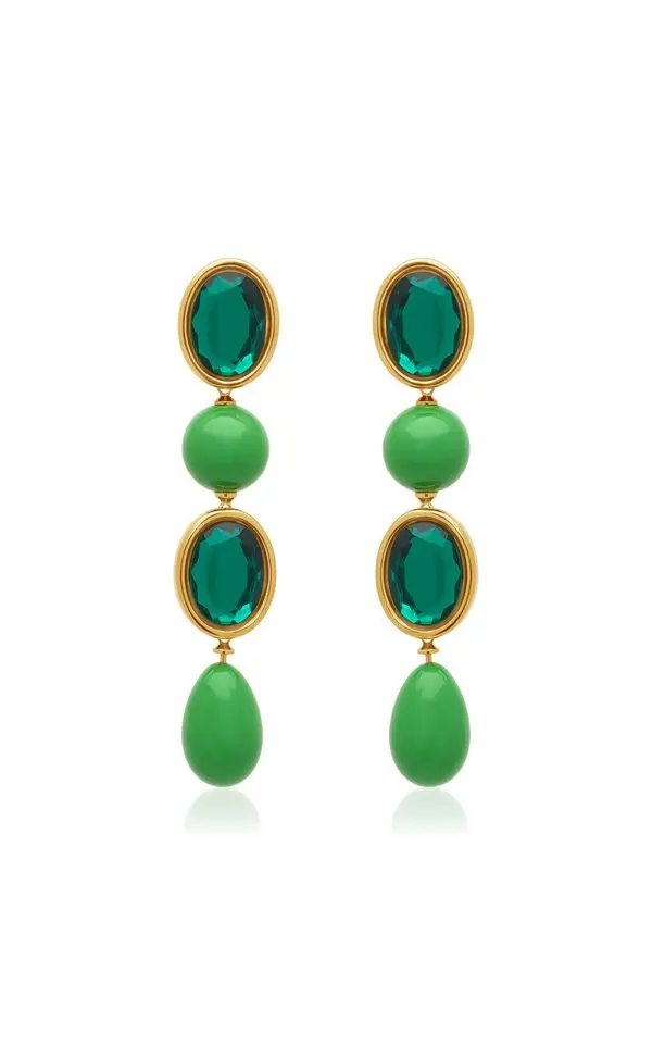 Oscar De La Renta Multi Stone Quad Drop Earrings