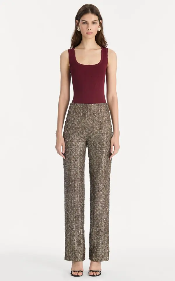 Oscar De La Renta High-rise Lurex Tweed Straight-leg Pants