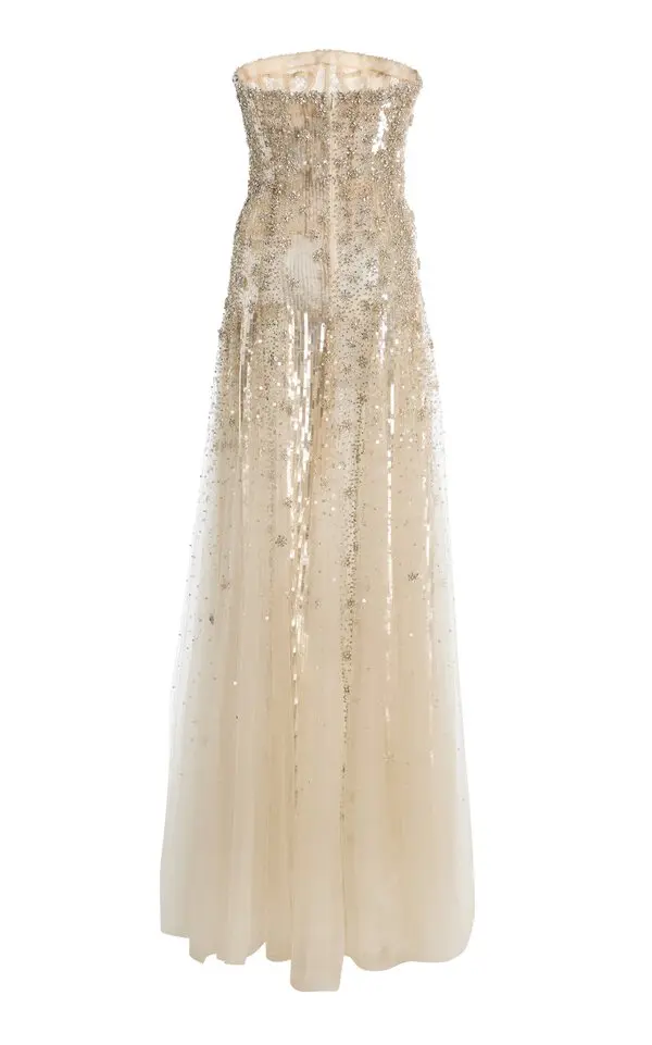 Oscar De La Renta Embroidered Degradé Gown